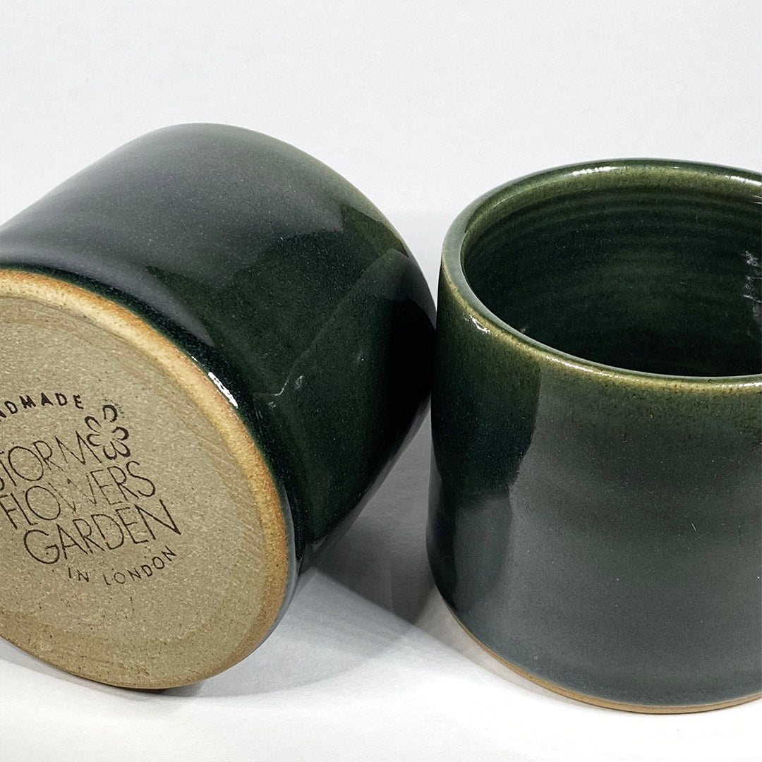 Handmade Mini Ceramic Bottle Green Plant Pot – Storm Flowers Garden